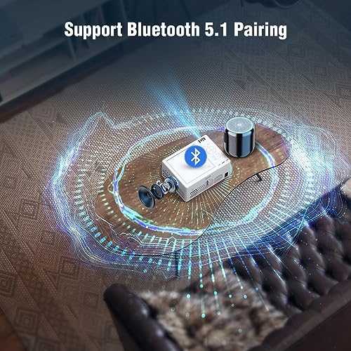 TMY Bluetooth Projector with DVD Player Built in, 1080P Outdoor Projector, Mini Portable DVD Projector Compatible with Smartphone/PC/TV Stick/HDMI/AV/USB/TF, indoor & outdoor use