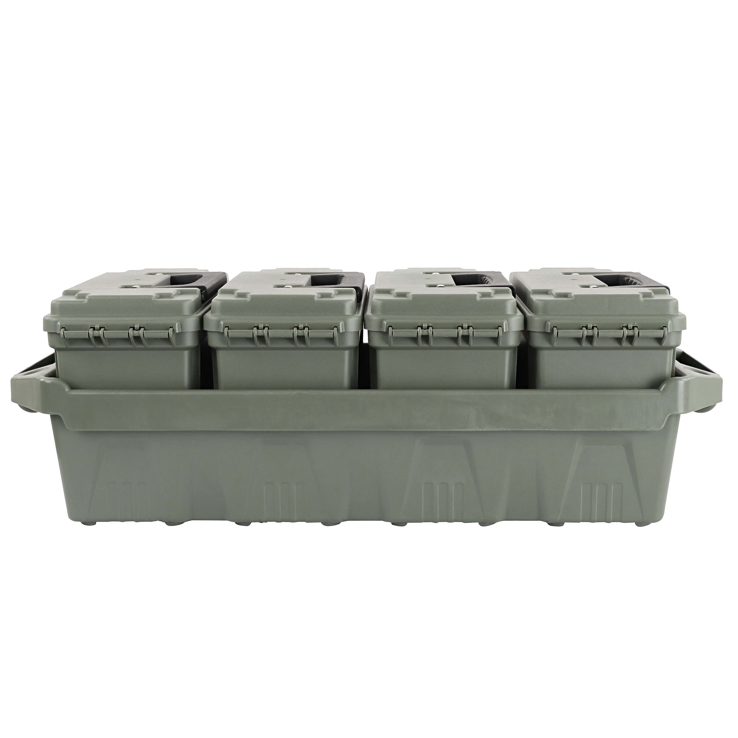 Tactical45 Ammo Storage Crate with Lockable Ammunition Storage Boxes - 4 Pack Plastic Bulk Ammo Storage Containers