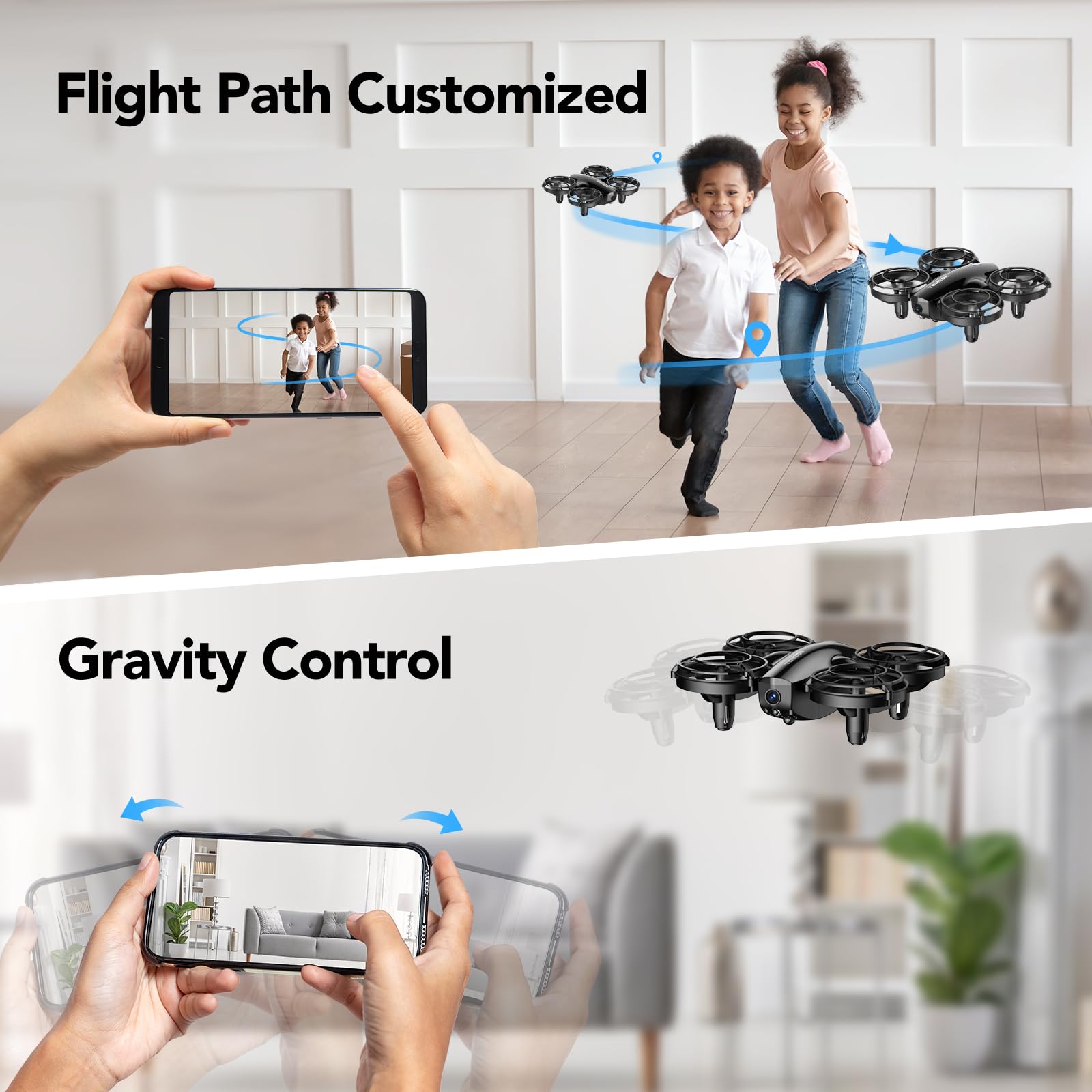 TOMZON A24W Mini Drone with Camera for Kids, 1080P FPV Camera Drone with Battle Mode, Toy Drone for Kids with 3 Batteries 24 Mins, Throw to Go, Stunt Fly Tricks, RC Quadrocopter with One Key Start