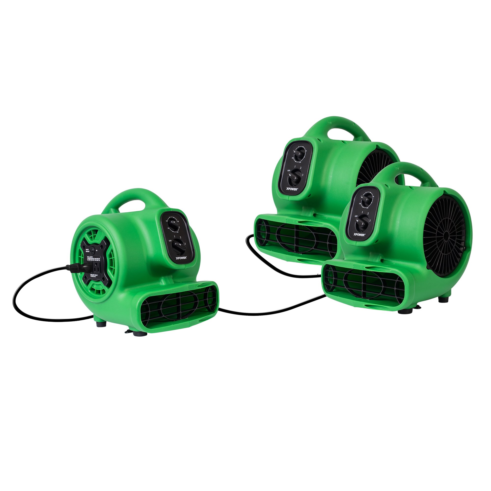 XPOWER P-230AT Mini Mighty 1/4 HP 925 CFM Centrifugal Air Mover, Carpet Dryer, Floor Fan, Blower, Stackable, Daisy Chain, for Water Damage Restoration, Janitorial, Plumbing, Home Use, Green