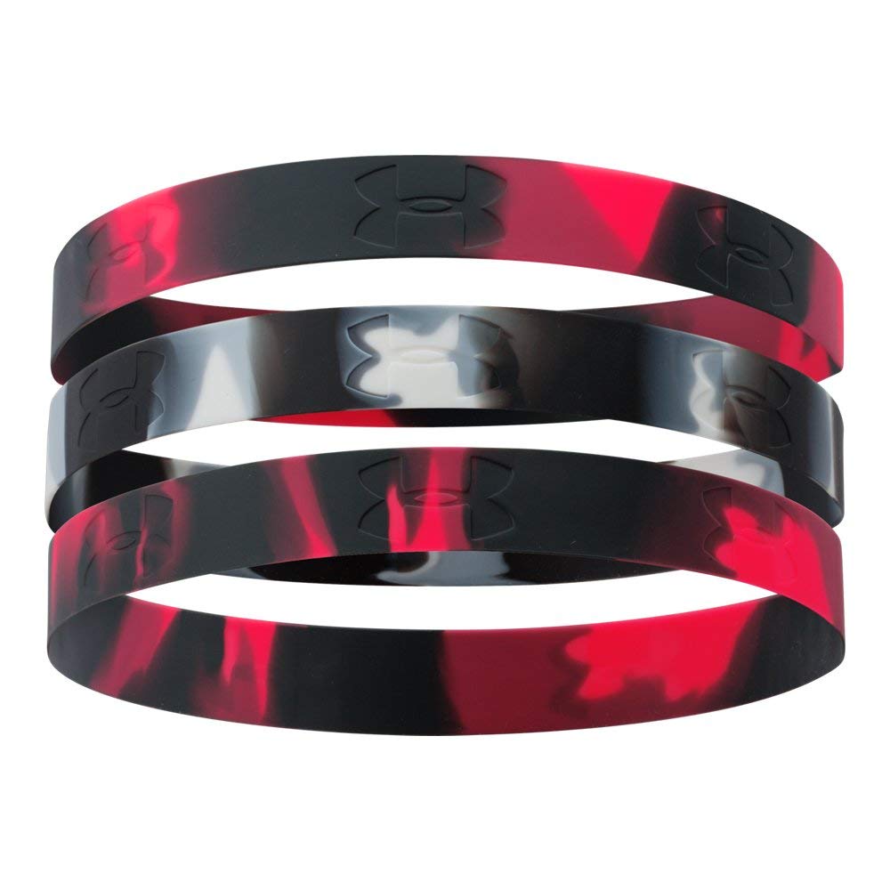 Under Armour Women's Marble Silicone Headband - 3pk, Black (001)/Neo Pulse, One Size Fits All