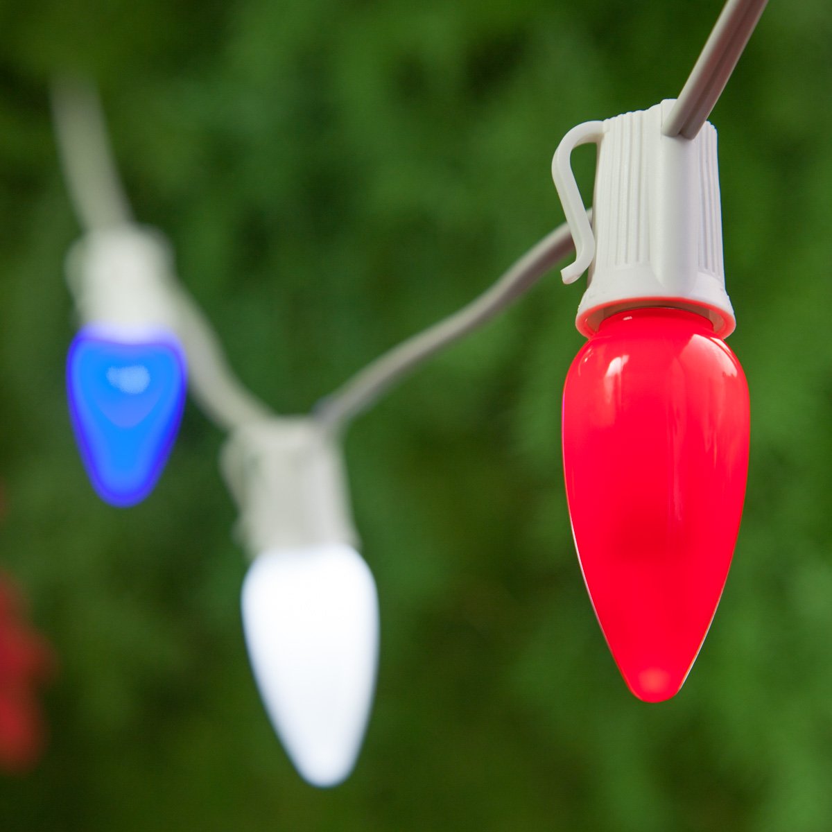Wintergreen Lighting C9/E17 Light Stringer, E17 Sockets, 12β Socket Spacing, Outdoor String Light Patio Stringer, Fits C9/E17 Size Incandescent or LED Bulbs (25 ft / 25 Sockets, White Wire)