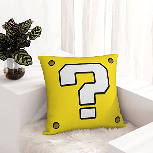 Synthik Question Block Throw Pillow Covers 18"x18" Home Decor Old School Gamer Low Poly Art Pillowcase Decorative Cushion Covers for Sofa Bed Room
