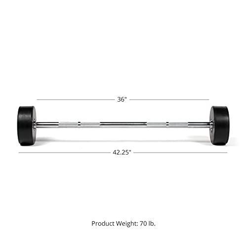 Titan Fitness Straight Barbell 70 lb. Cold-Rolled Steel Chrome Finish Rubber Fixed