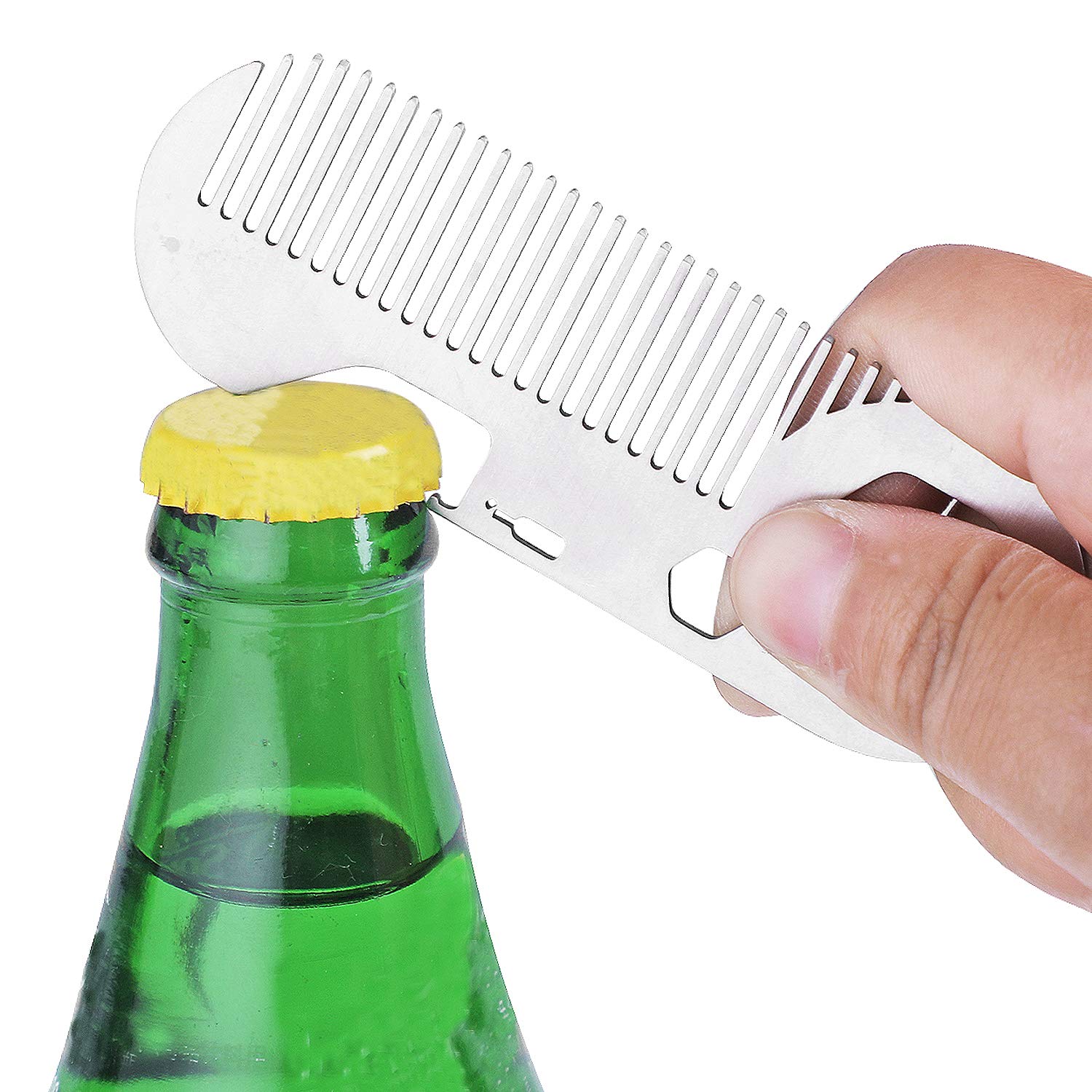 WISEPRO Beard Mustache Comb Fine Toothed Beard Comb Keychain Comb,Suitable For Beard Care Facial Hair Grooming(White Circle Corkscrew)