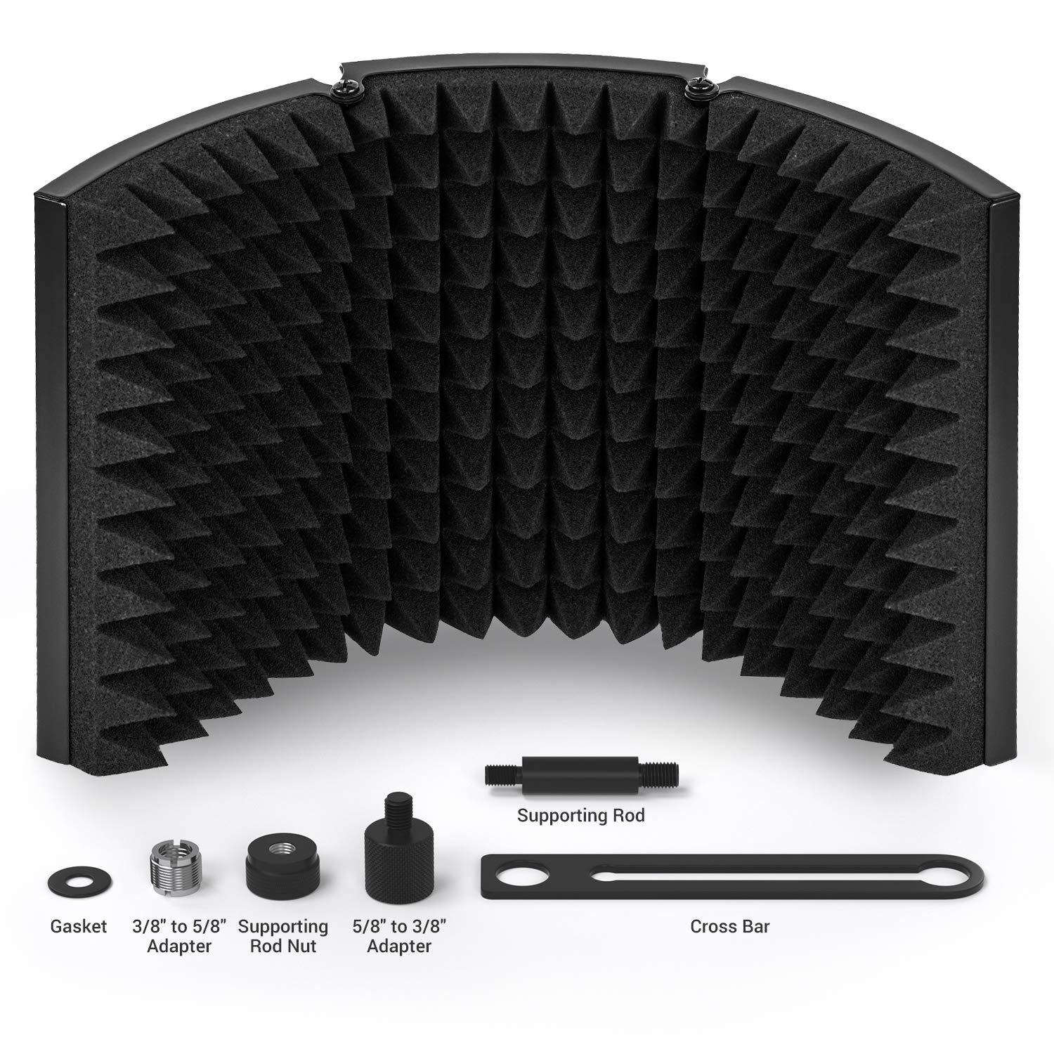 TONOR Microphone Isolation Shield, Studio Mic Sound Absorbing Foam Reflector for Any Condenser Microphone Recording Equipment Studio, Black