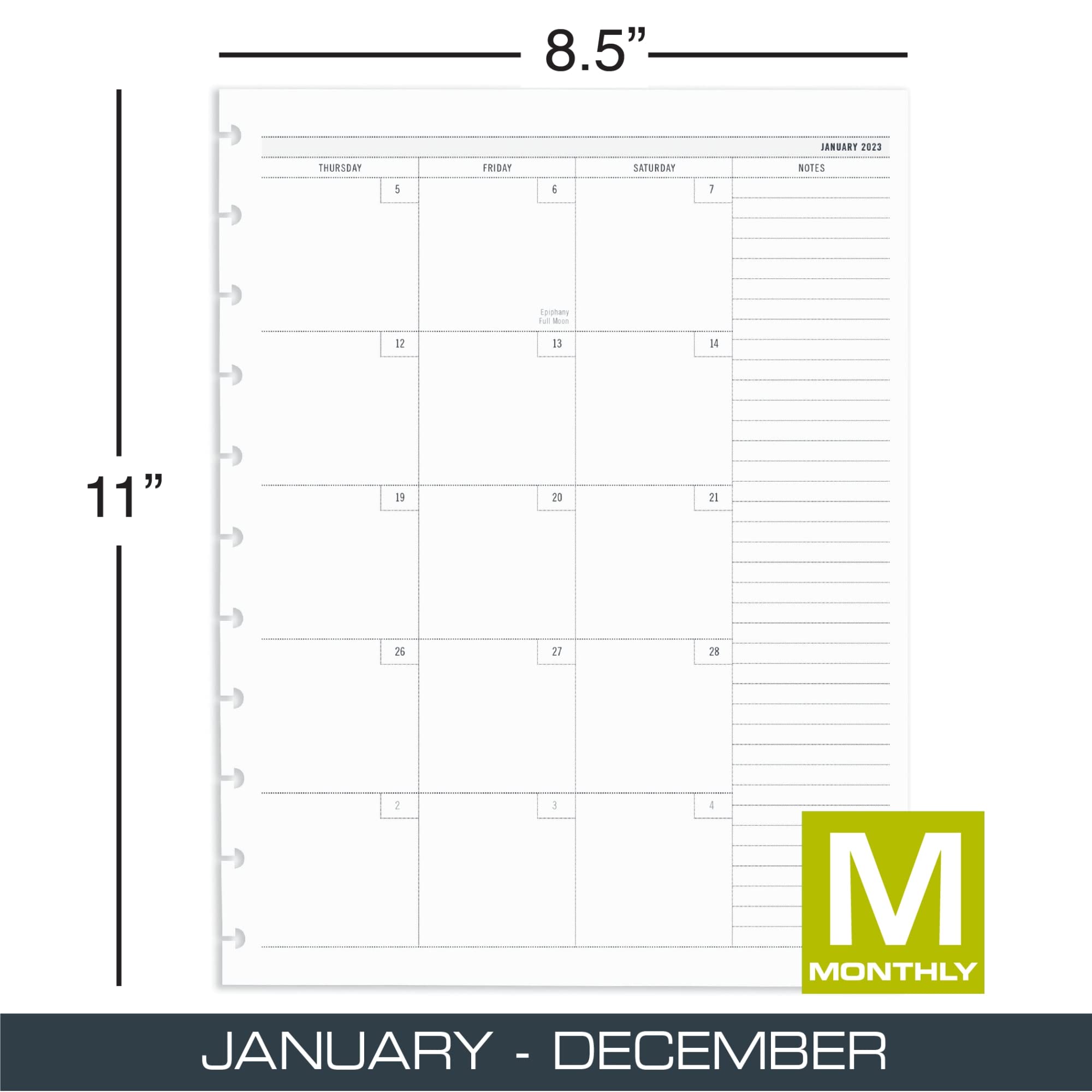 TUL® Discbound Weekly/Monthly Refill Pages, Letter Size, January to December 2023
