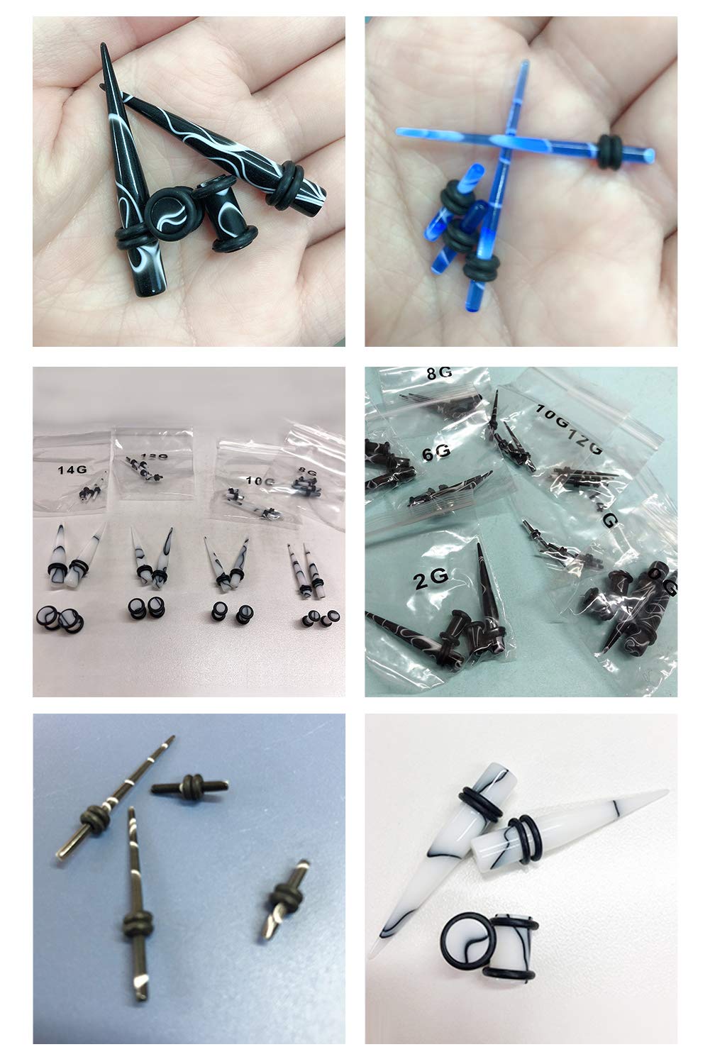 WBRWP 32pcs Ear Stretching Kit Set - Acrylic Tapers and Plugs with Double O-Ring Ear Expander Gauges Stretcher Body Piercing Jewelry Colorful 14g-0g