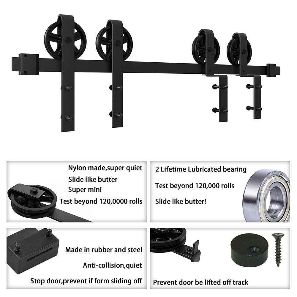 WINSOON 2PCS Adjustable Floor Guide for barn Door Hardware Black with Screws (2PCS)
