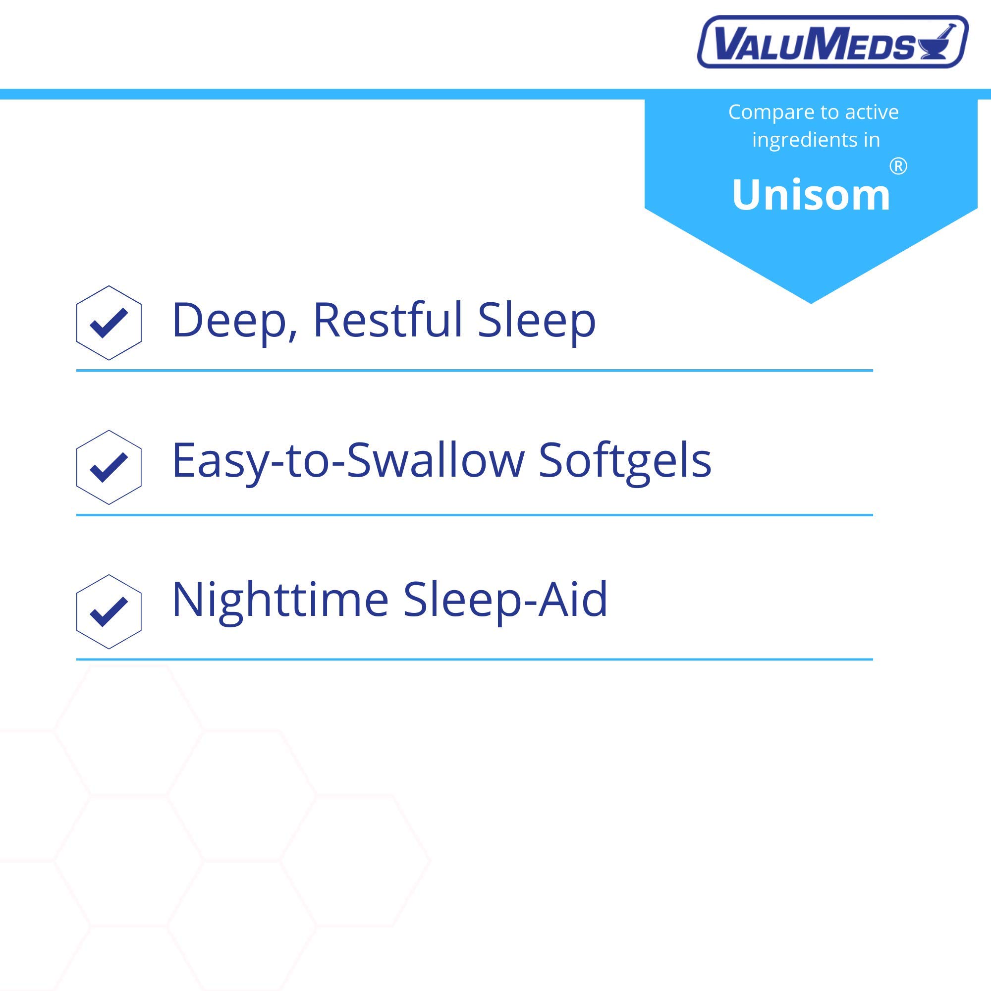 ValuMeds Nighttime Sleep Aid Diphenhydramine Hydrochloride, 50mg Extra Strength Sleepgels | Supports Deeper, Restful Sleeping for Adults (Twin Pack - 192 Softgels)