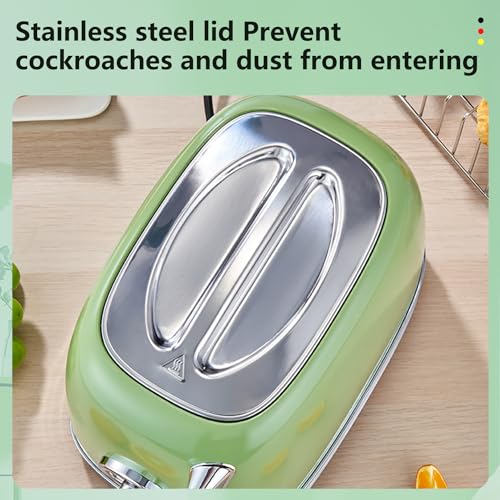Toaster Retro 2 Slice, Vintage Toaster, Green Toaster, With Stainless Steel Lid, With Bread Attachment, Preheat, Defrost And Cancel Functions, 6 Browning Levels (Green)