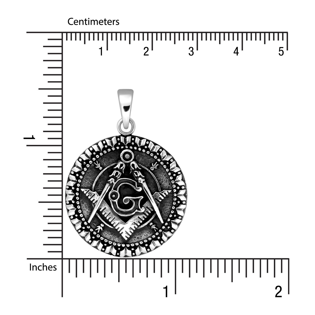 WithLoveSilver 925 Sterling Silver Round Freemason Masonic Mason Pendant