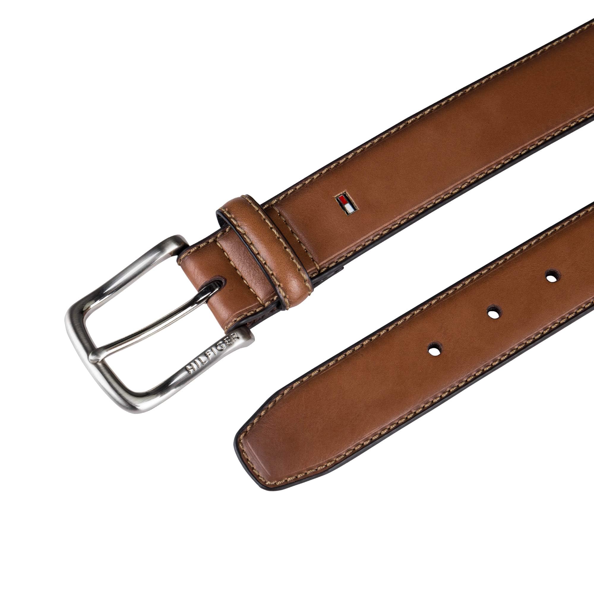 Tommy Hilfiger Men's Casual Jeans Belt, Brown Logo, 36