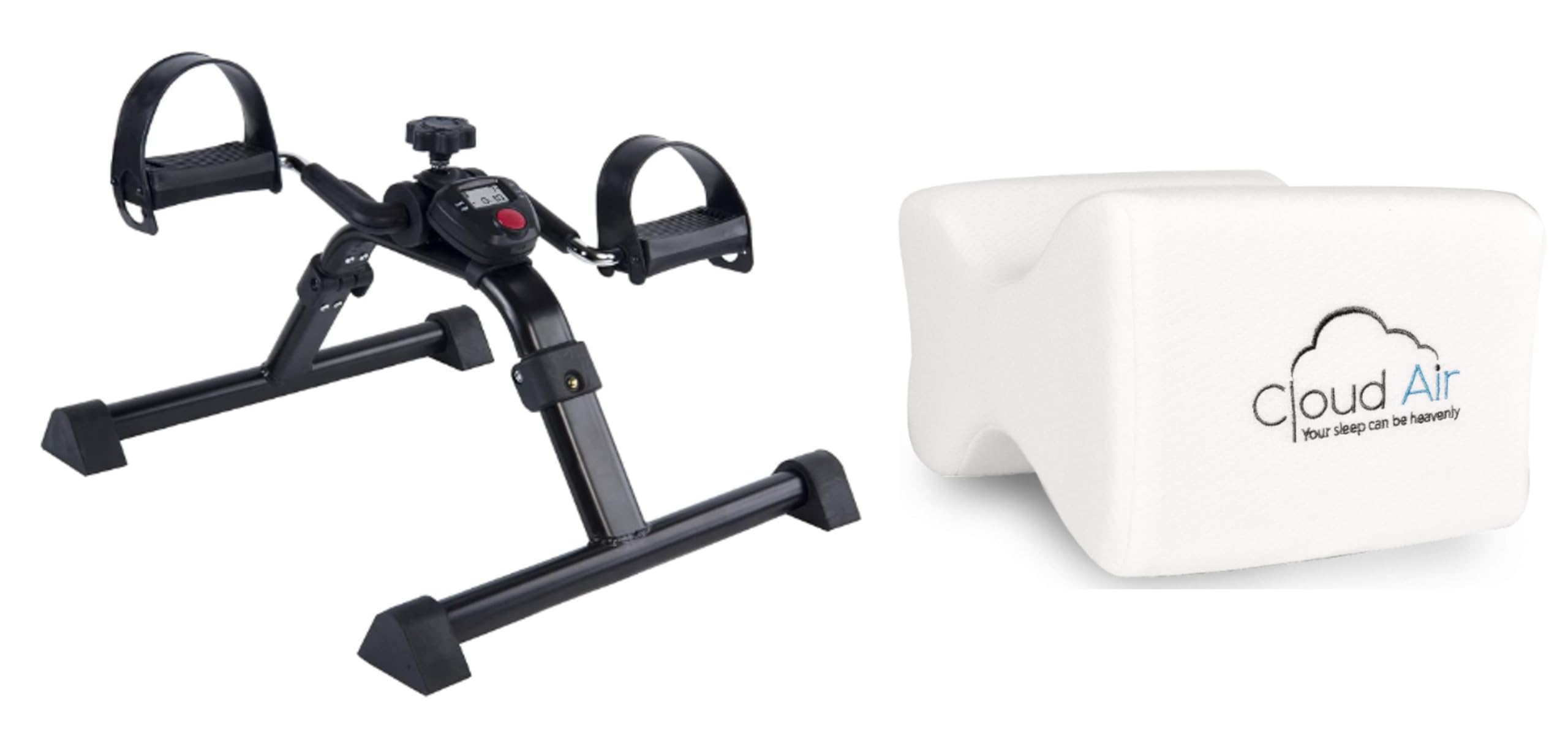 Vaunn Pedal Exerciser with Electronic Display and Vaunn Memory Foam Knee Pillow Bundle