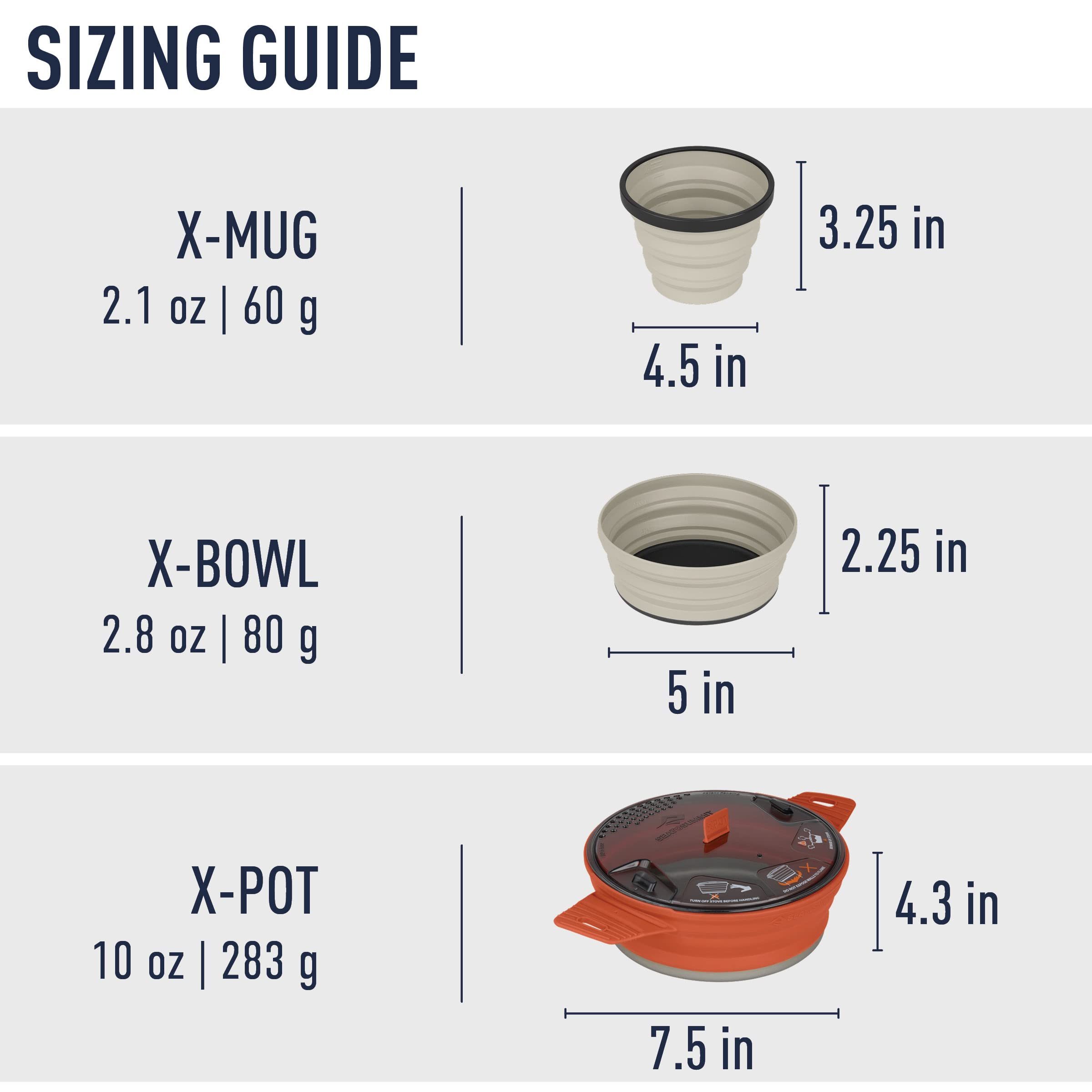 Sea to Summit X-Set Collapsible Camping Cookware Set, Set #21