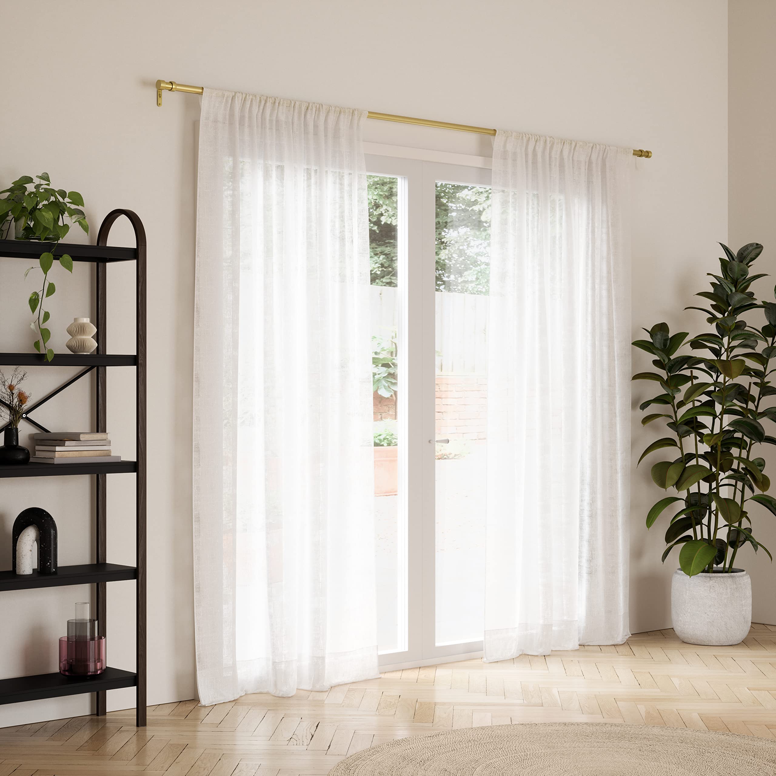 Umbra Cappa Curtain Rod, Includes 2 Matching Finials, Brackets & Hardware, 36 to 66-Inches, Gold