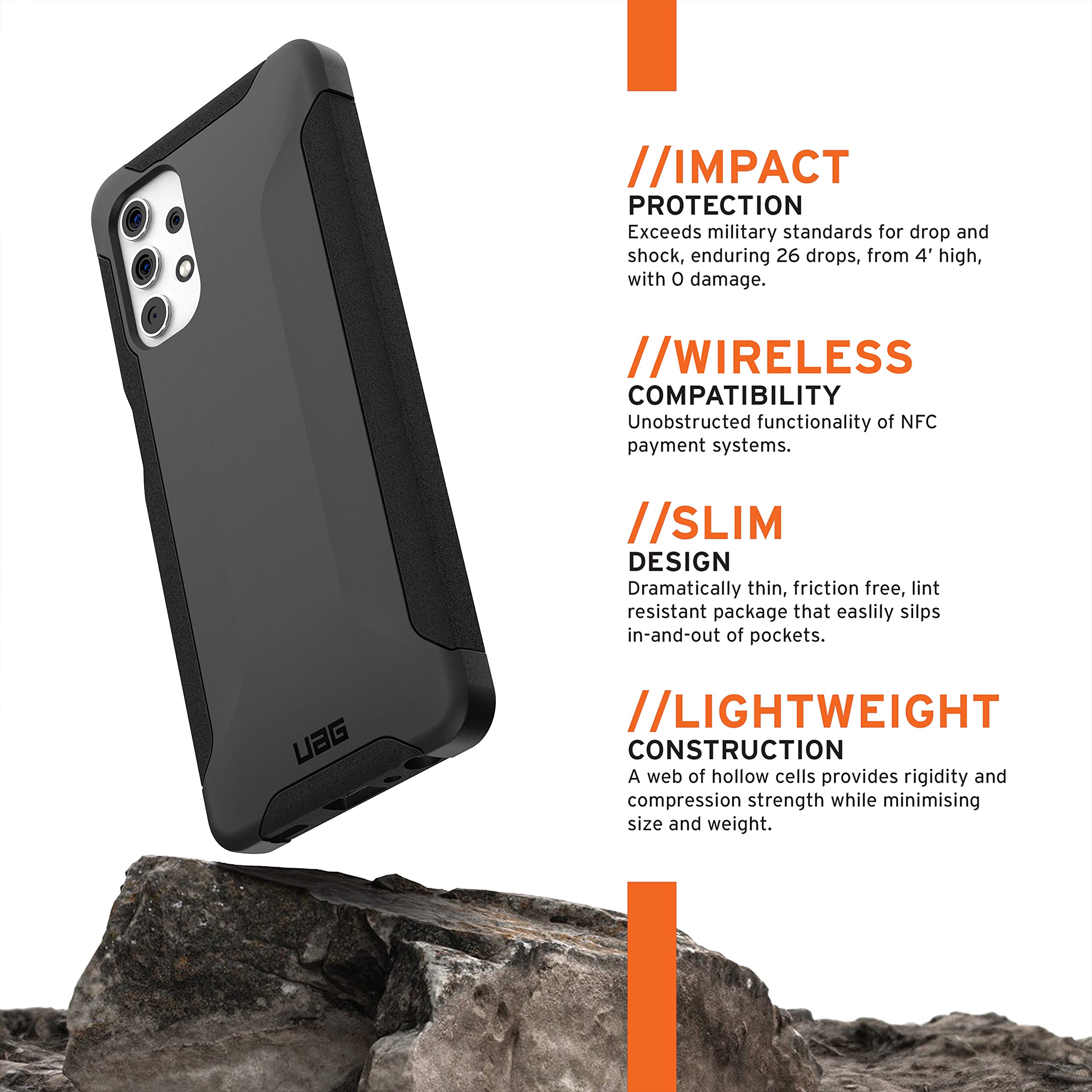 URBAN ARMOR GEAR UAG Designed for Samsung Galaxy A32 5G (SM-A326BR/DS) Case [6.5-inch screen] Scout Rugged Sleek Shockproof Lightweight Military Drop Tested Protective Cover, Black