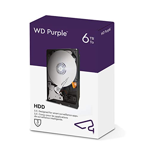 WD Purple 6TB Surveillance 3.5 Inch Internal Hard Drive - Allframe 4K - 180TB/yr, 64MB Cache, 5640 RPM Class