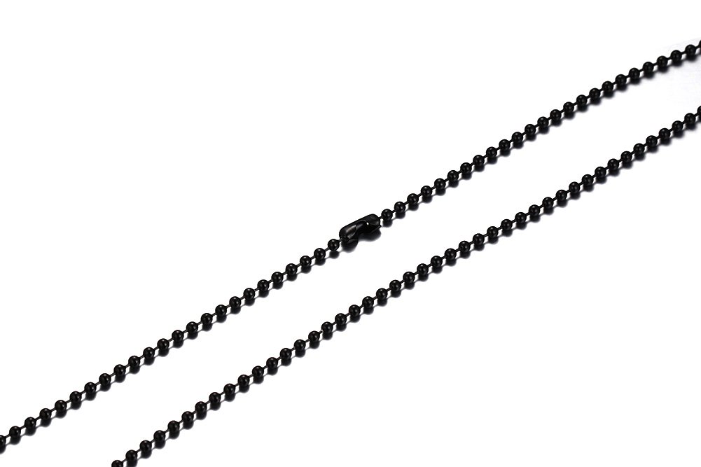 SINLEO Titanium Stainless Steel 2.4MM Small Beads Ball Chain Necklace for Men Women Black 3MM 36 Inches