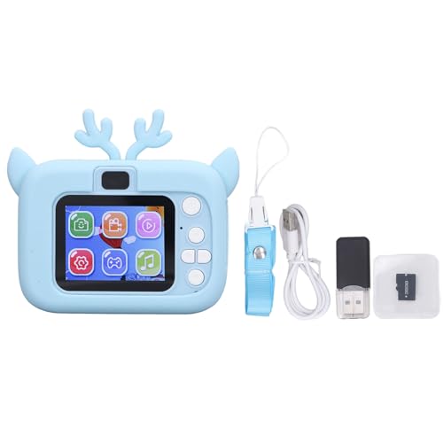 Toddler Camera, Auto Dimming Birthday Gift AI Intelligent 20MP Kids Camera with Frames for Party (Blue White)