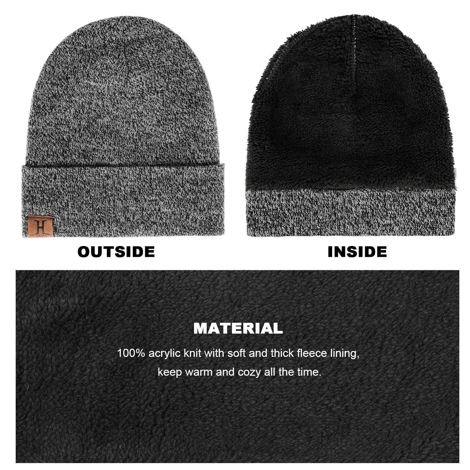 TAGVO Winter Beanie Hat Scarf Touch Screen Gloves 3 Pieces Warm Thick Knit Set for Men Women