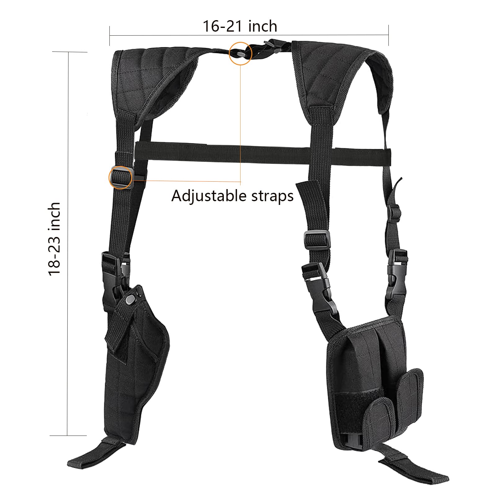 SZtac Shoulder Holster Vertical Gun Holster Universal Adjustable for Most Kinds of Pistols Black