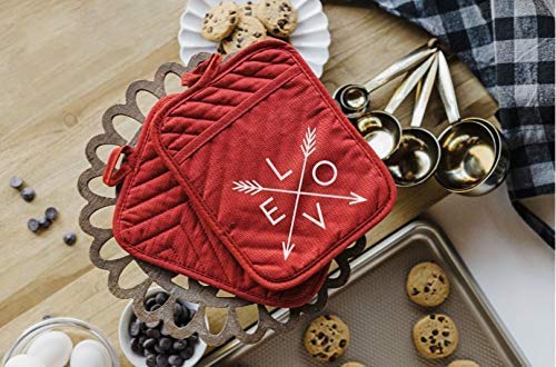 Valentines Day Gift for Her Wife Mom Kitchen Decor Red Potholder - 2 Piece Set