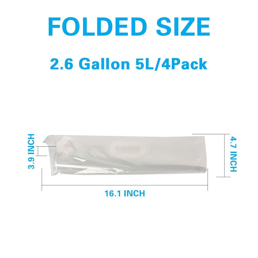 Soddeph 2.6 Gallon Collapsible Water Container Bag, BPA Free Food Grade Clear Plastic Storage Jug for Sport Camping Riding Mountaineer,Freezable,Food Grade (2.6 Gal, 4-pack)