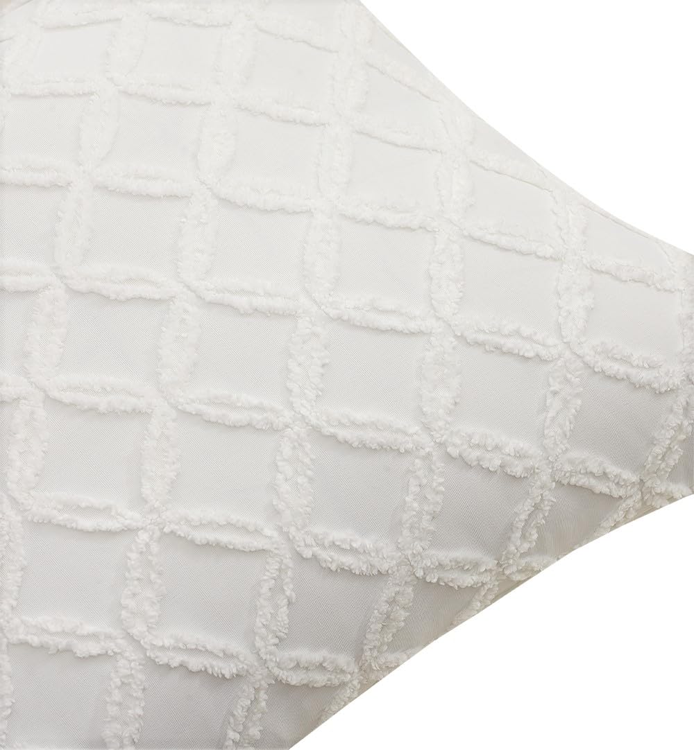 YmarisisiY Set of 2 Cream White Both Sides Tufted Throw Pillow Covers for Living Room Bedroom Sofa Home Decor, Tow Sides 3D Woven Tufted Velvet Pillowcase 18"x18"