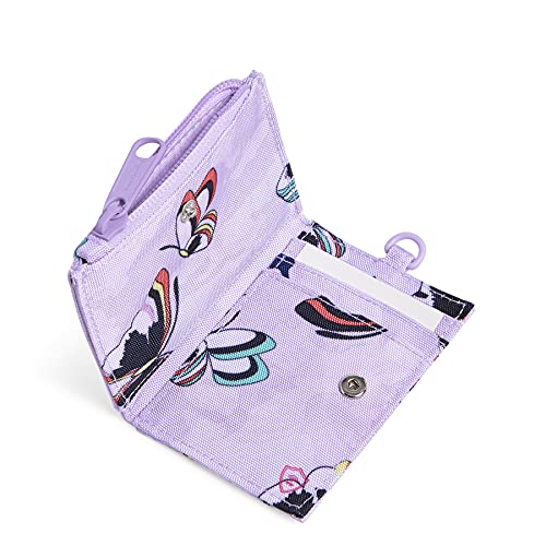 Vera Bradley Women's Recycled Lighten Up Reactive Lanyard Card Case With RFID Protection, Lavender Butterflies, One Size