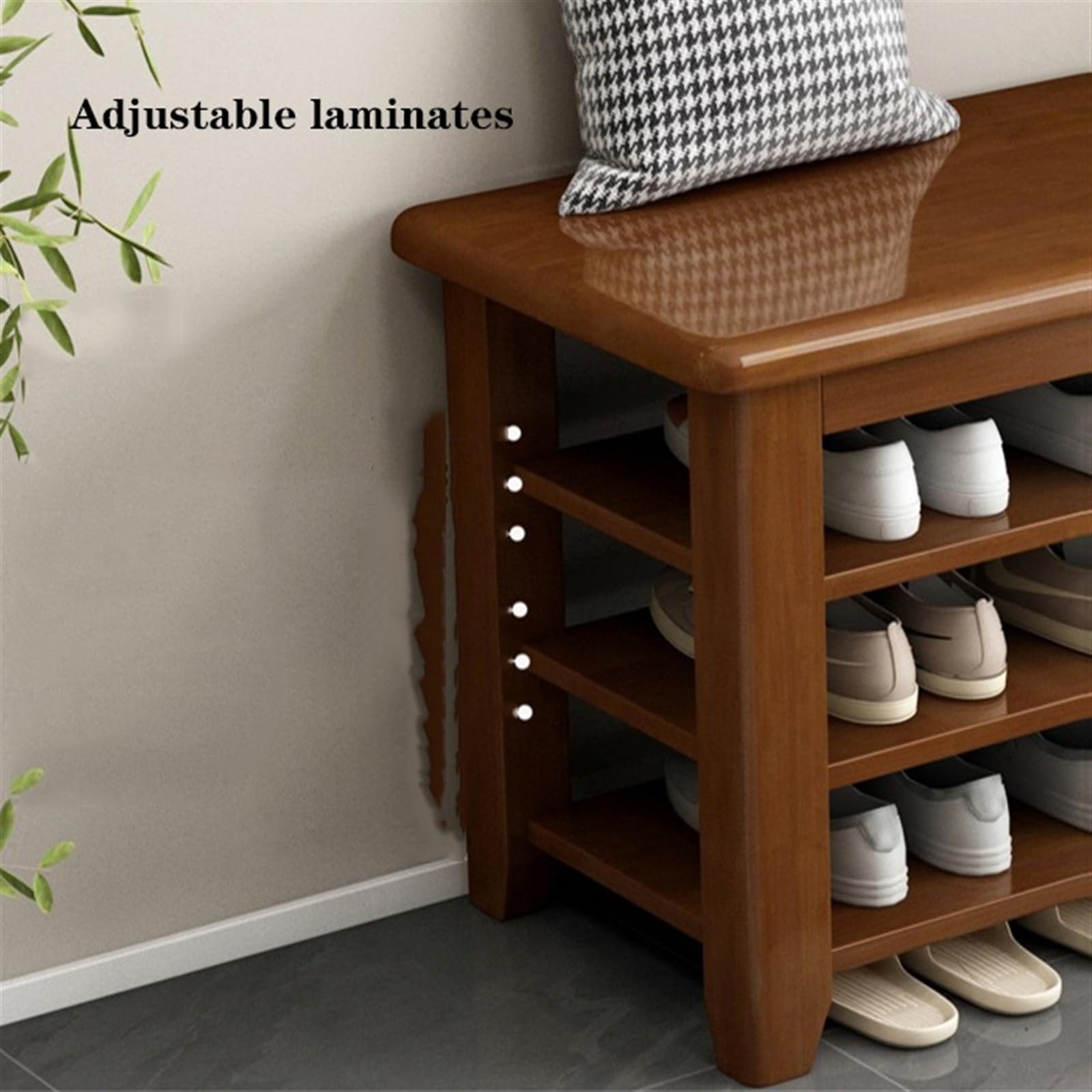 Shoes Rack 2/3-Tier Shoe Bench, Rustic Solid Wooden Shoe Organizer, Adjustable Entryway Storage Bench, Foyer Bench, Shoe Rack Bench Holds Up to 550 lbs Shoe Shelf (Size : 3-Layers 120cm)