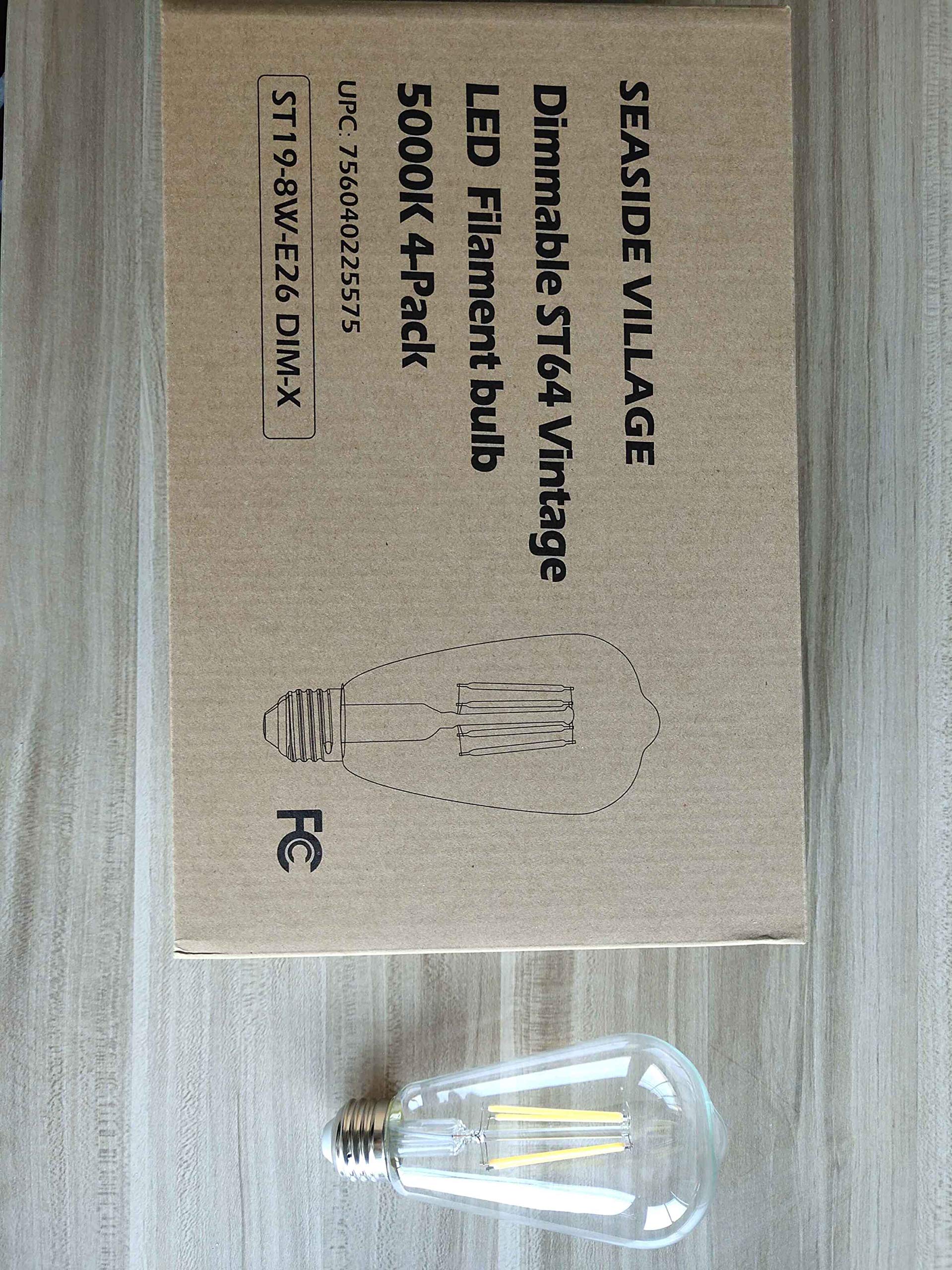 Vintage LED Edison Bulb, 8W Dimmable Filament Light Bulb, ST64 940 Lumen Daylight 5000K, 75W-100W Incandescent Equivalent,E26 Medium Base Squirrel Cage Antique Lamp, Pack of 4