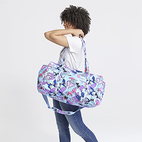 Vera Bradley Women's Cotton Large Travel Duffel Bag, Butterfly By - Recycled Cotton, One Size