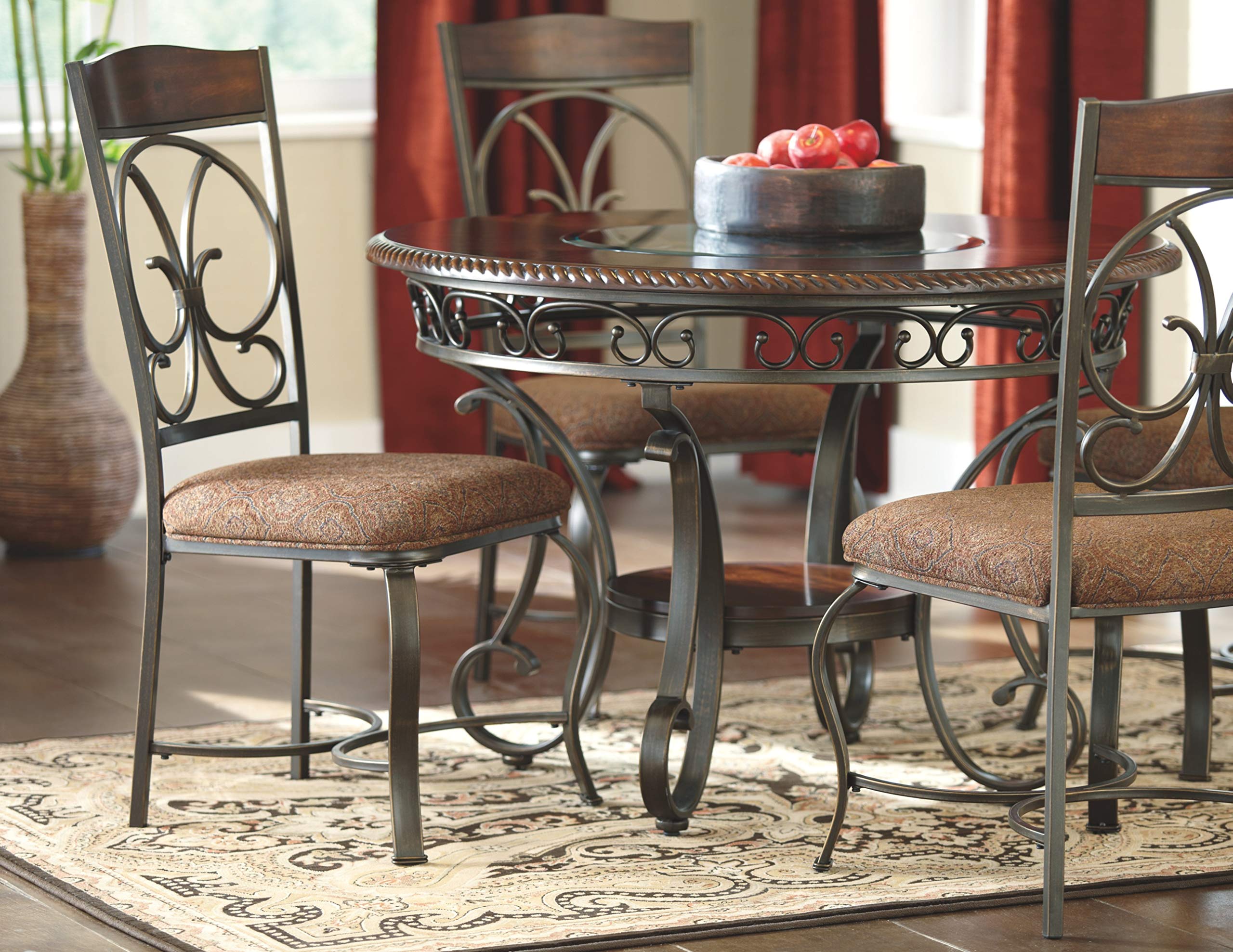Signature Design by Ashley Glambrey Old World Dining Chair with Cushion, 4 Count,, 23.5"D x 19.75"W x 40.5"H, Brown
