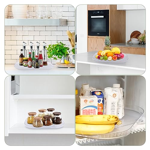 Turntable Refrigerator Organizer, 15.67 Inch Clear Rectangular Fridge Organizer Storage Tray Acrylic Lazy Susan Organizer for Cabinet, Kitchen, Table, Pantry, Countertop Organization