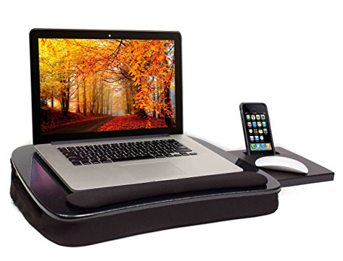 Sofia + Sam Multi Tasking Lap Desk with Memory Foam Cushion | Wrist Rest Cushion | Fits Laptops Up to 15" | Tablets Up to 9.6" | Smart Phones Up to 3.5" | Black Top | Computer Lap Tray