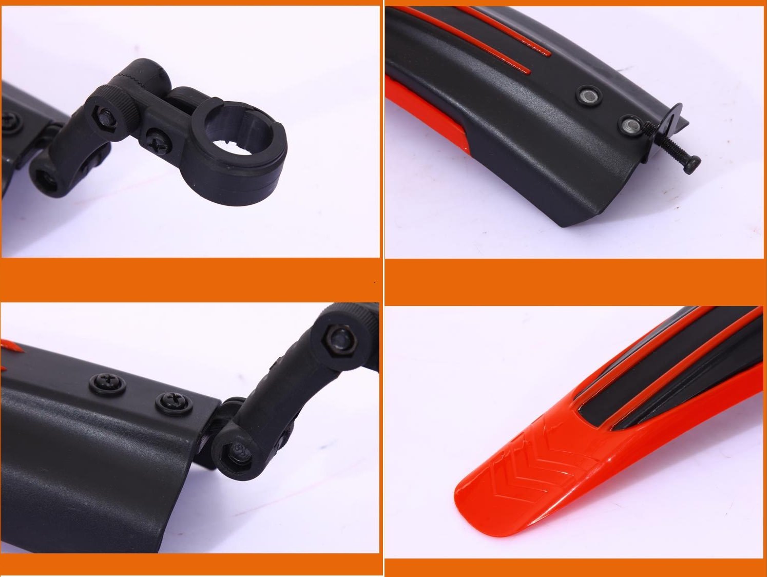 WIROJ BlueSunshine Adjustable Road Mountain Bike Bicycle Cycling Tire Front/Rear Mud Guards Mudguard Fenders Set (Red + Black)