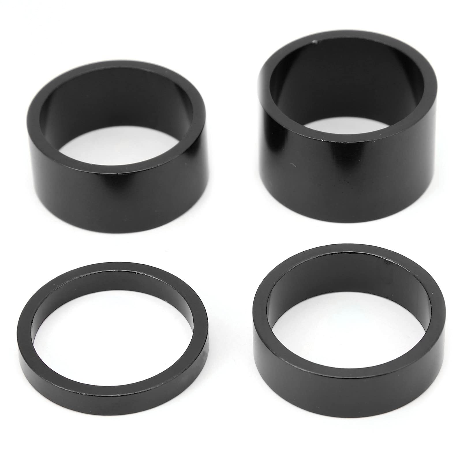VBESTLIFE 4Pcs/Set Headset Spacers Aluminum Alloy Front Fork Washer 5 10 15 20mm Headset Stem Washer Gasket Replacement for Mountain Road Bike(Black) and Spare Parts