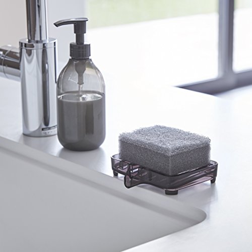Yamazaki Home Self-Draining Tray-Sink Counter Holder Acrylic | Soap Dish, One Size, Black
