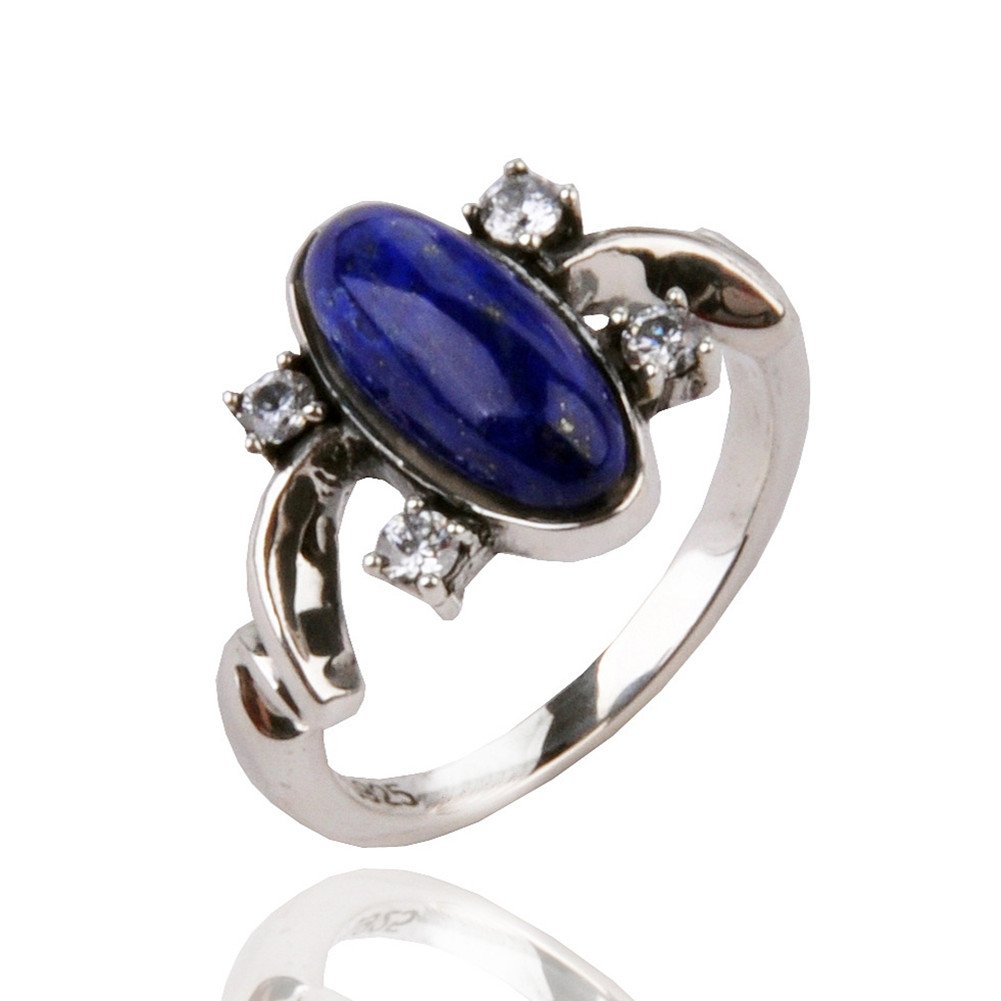XCFS 925 Sterling Silver CZ Blue Stone elena gilbert Vampire Merchandise Elena's Daylight Womens Band Ring,Size 6-9