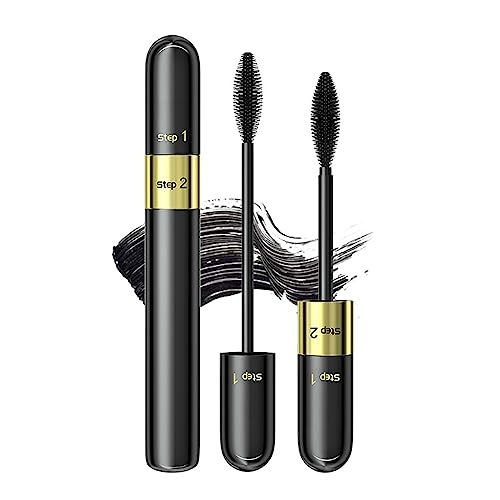 Vibely Mascara, 2 In 1 Thrive Mascara for Natural Lengthening & Thickening Effect, Mascara Waterproof No Clumping Magic 4D Silk Fiber Lash Mascara, Mascara Black Volume and Length Telescopic Mascara (01)