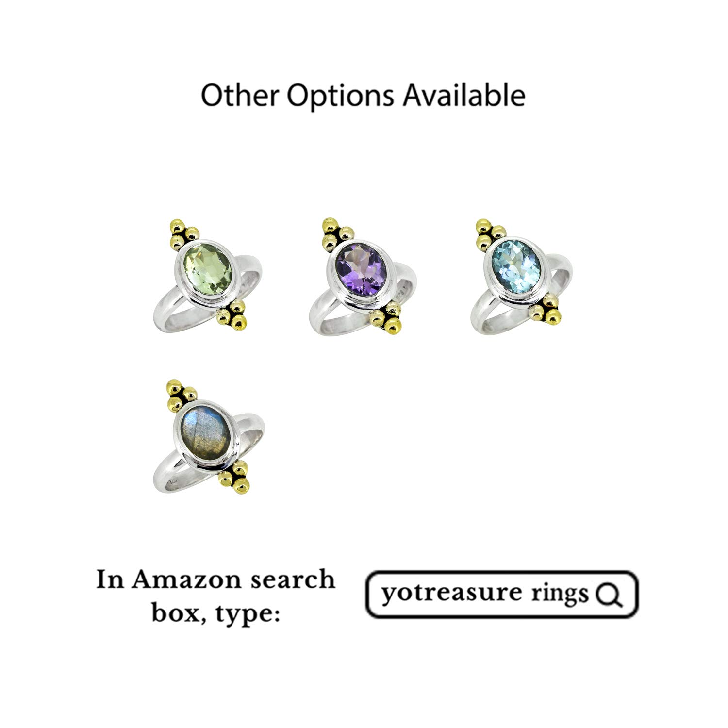 YoTreasure Green Amethyst Ring Solid 925 Sterling Silver Brass Accents Jewelry