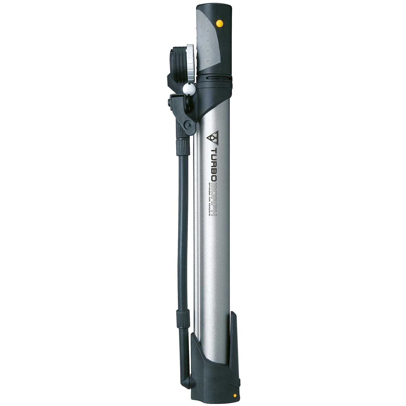 Topeak Turbo Morph Bike Pump with Gauge, L x W x H 32.2 x 5.8 x 3 cm / 12.7” x 2.3” x 1.2”,Silver/ Black