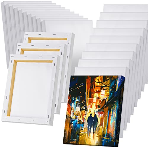 Thenshop Stretched Canvas for Painting 10 oz Triple Primed 100% Cotton White Blank Canvas Bulk Art Canvases for Painting Oil Paint Acrylics Pouring,8 x 10 Inch(20 Pieces)