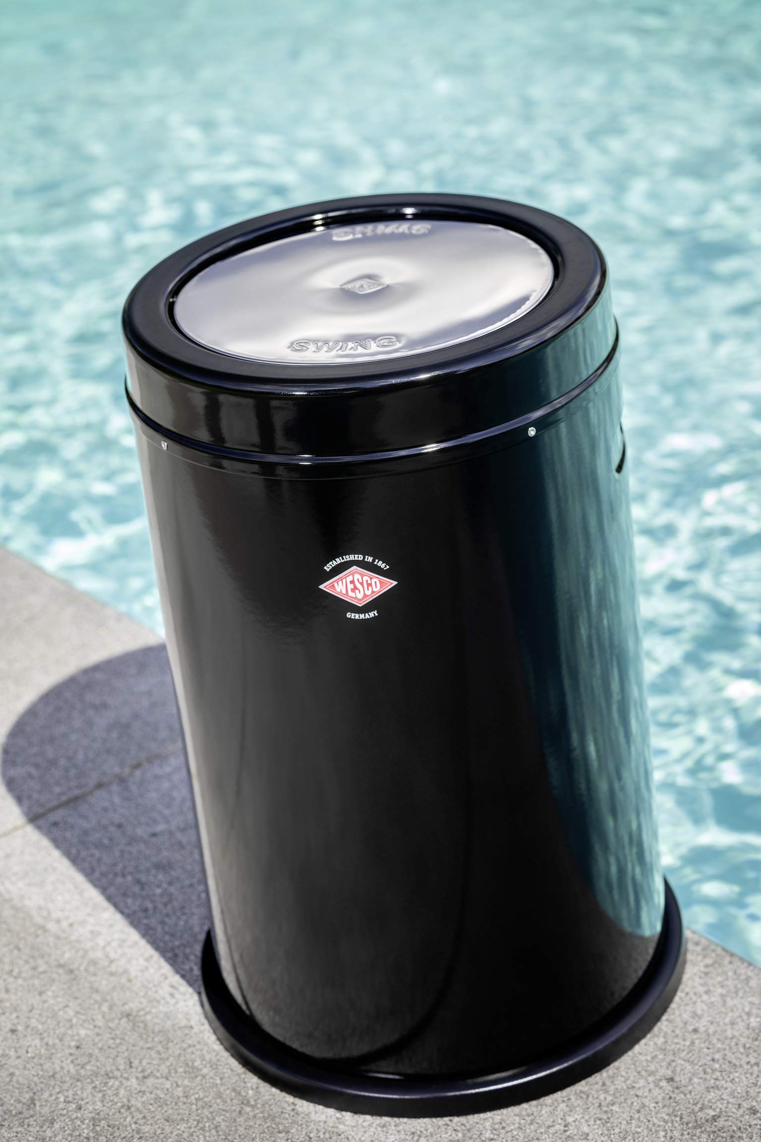 WESCO 360801-62 Swing Trash Can, Stainless Steel, 14.4 x 23.4 inches (36.5 x 59.5 cm), Outdoor Dust Bin