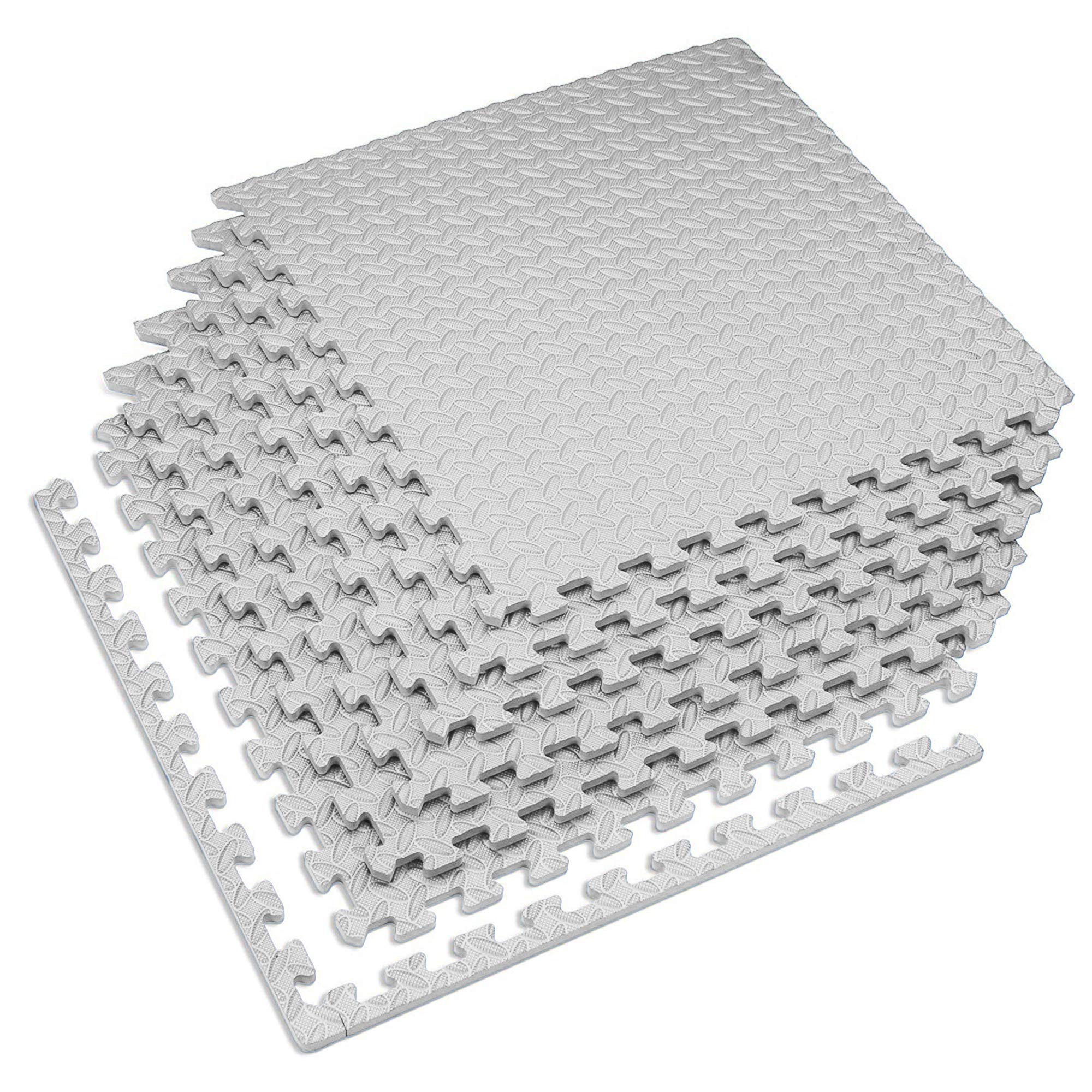Velotas 1/2 Inch Interlocking EVA Foam Personal Fitness Mat, Diamond Plate Exercise Mats for Indoor Workout, 24 in x 24 in