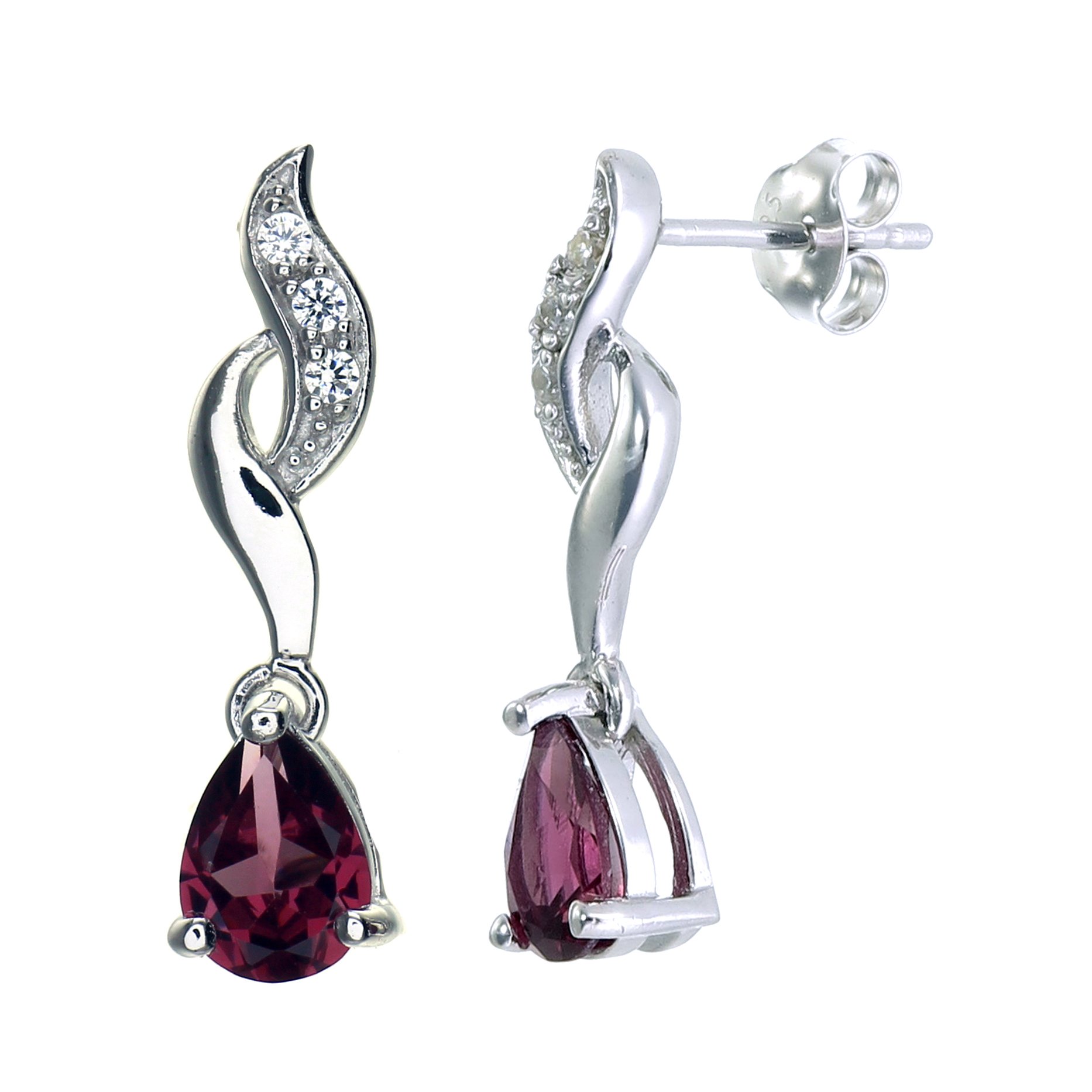 Vir Jewels 1.10 cttw Garnet Dangle Earrings .925 Sterling Silver With Rhodium 7x5 MM Pear