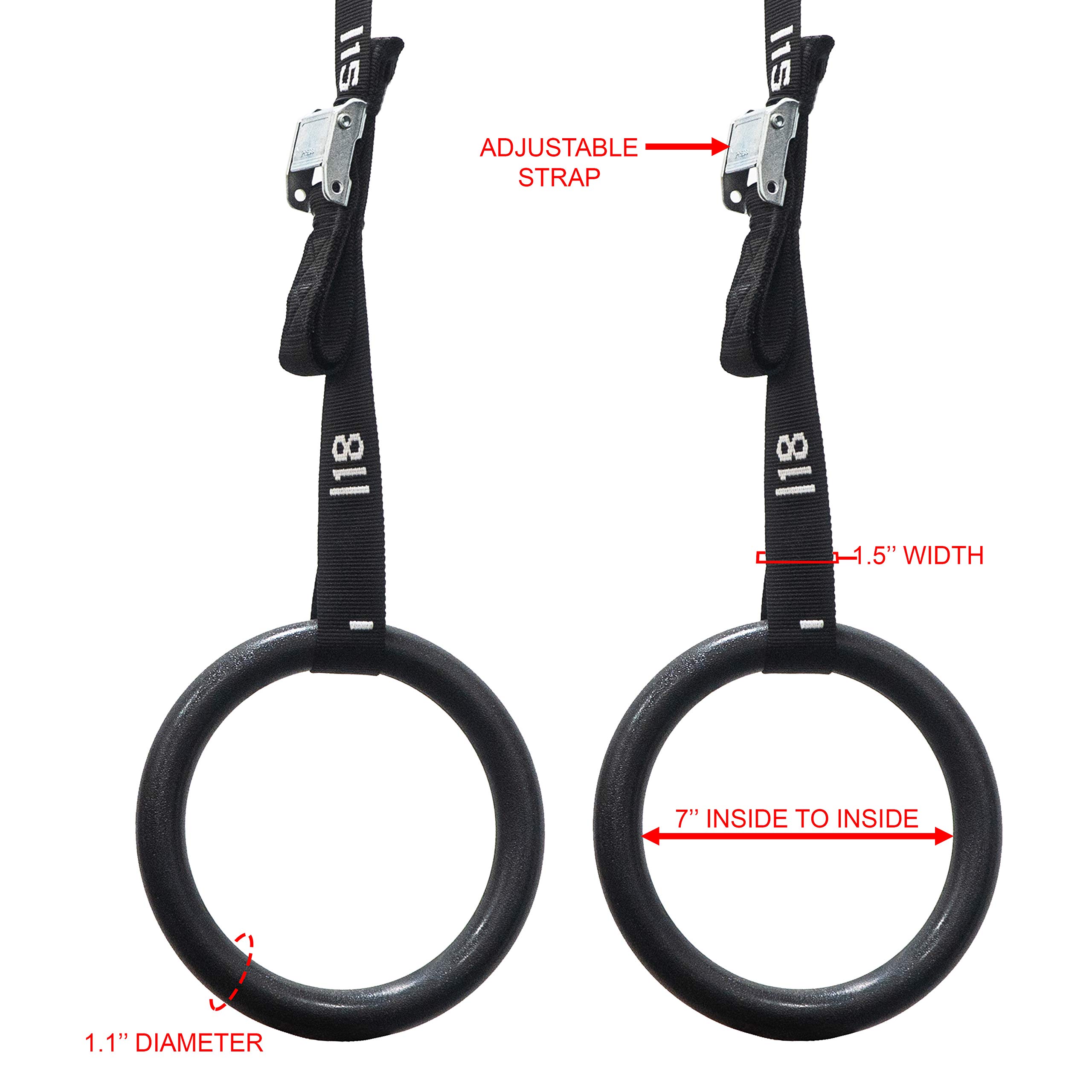 Valor Fitness GRA-2 ABS Plastic Gymnastic Rings with Adjustable Straps (Set of 2) β Promotes Muscular Physique and Improves Performance in Cross Training, Gymnastics, and Strength Training