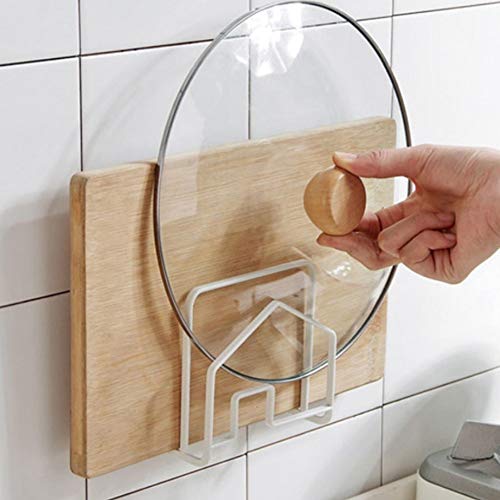 WUDILU Multi-Cell Wall-Mounted Cutting Board Rack Metal Drying Pan Pot Rack Cover Lid Rest Stand Spoon Holder Kitchen Tool (Color : E)
