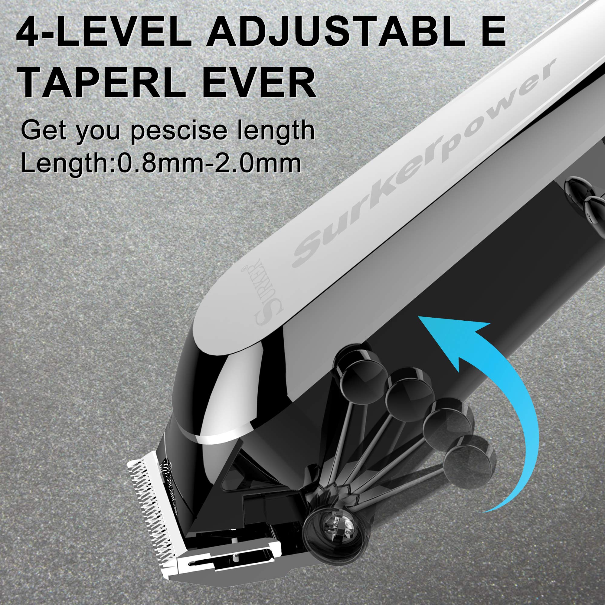 Surker Professional Hair Clippers for Men Cordless Hair Cutting Hair Trimmers Beard Trimmers with Adjustable Taper Lever USB Rechargeable